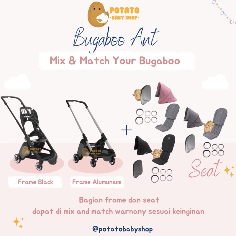 Jual Bugaboo Ant Style Set / Seat Frame Canopy HARGA ASLI 2.520.000 ...