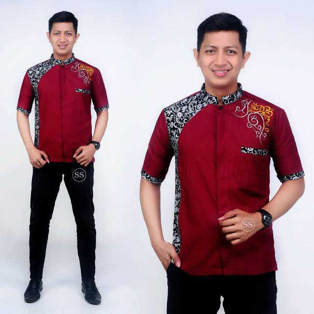 Jual Baju batik pria hem kolo btik kombinasi Batik Pekalongan seragam ...