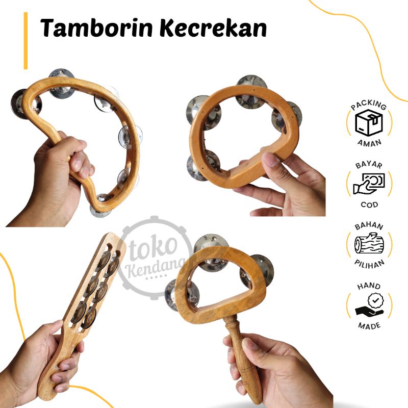 Jual Alat Musik Tamborin Kecrek Kecer Icik Icik Bahan Kayu Unik Murah ...