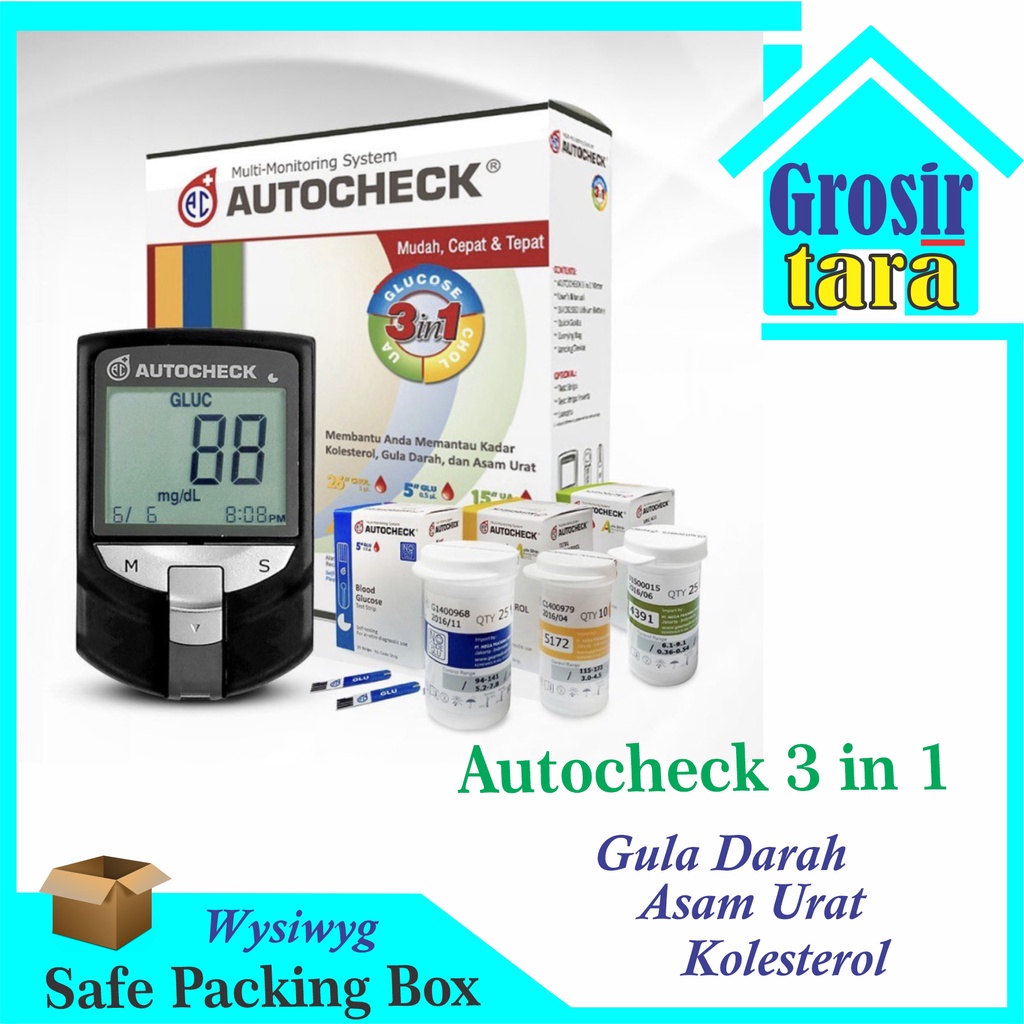 Jual AUTOCHECK GCU 3in1 Alat Tes Alat cek Gula Darah Auto Check 3 in 1 ...