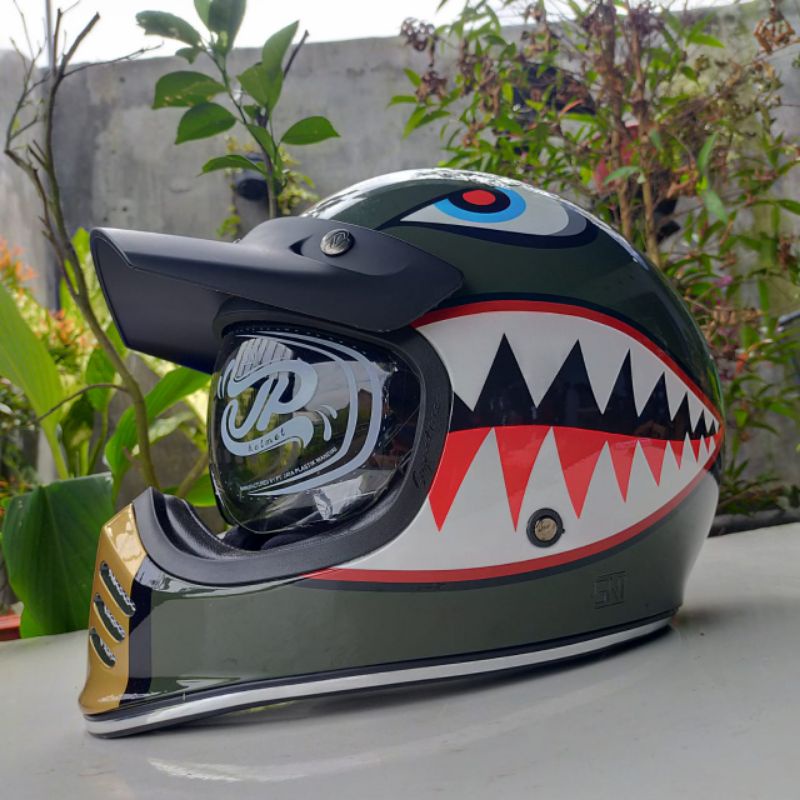 Jual Helm JP Signature SG 07 Green Army | Shopee Indonesia