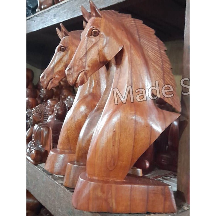 Jual Patung kayu kepala Kuda kerajinan tangan hiasan dekorasi handmade ...