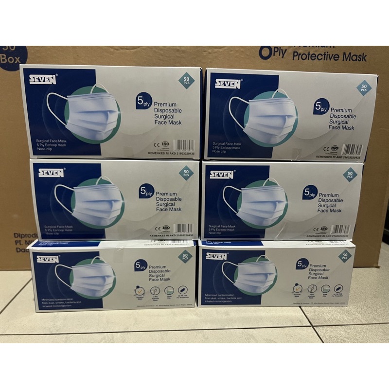 Jual Masker Earloop SEVENPLUS 5 ply 50 pcs | Shopee Indonesia