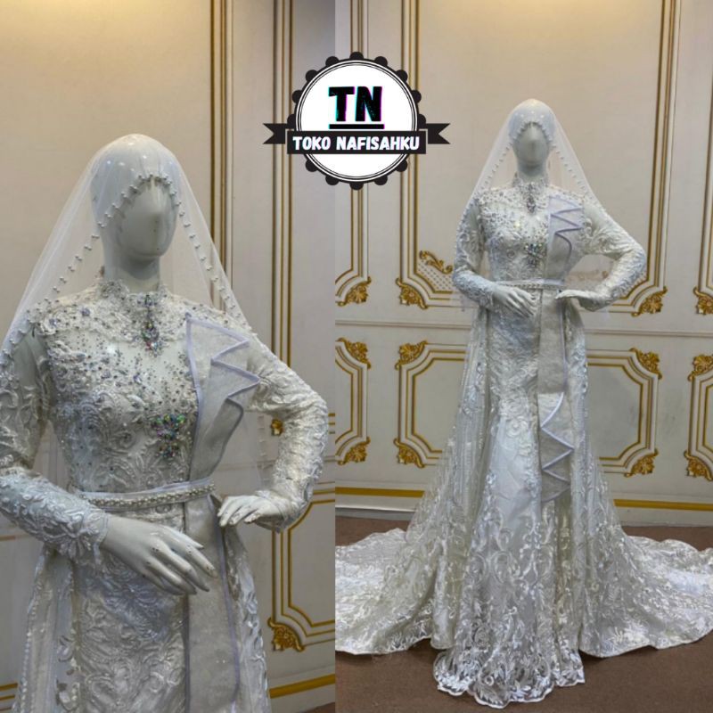 Jual GAUN PENGANTIN SLIM DUYUNG FULL PAYET BEREKOR | BAJU PENGANTIN ...