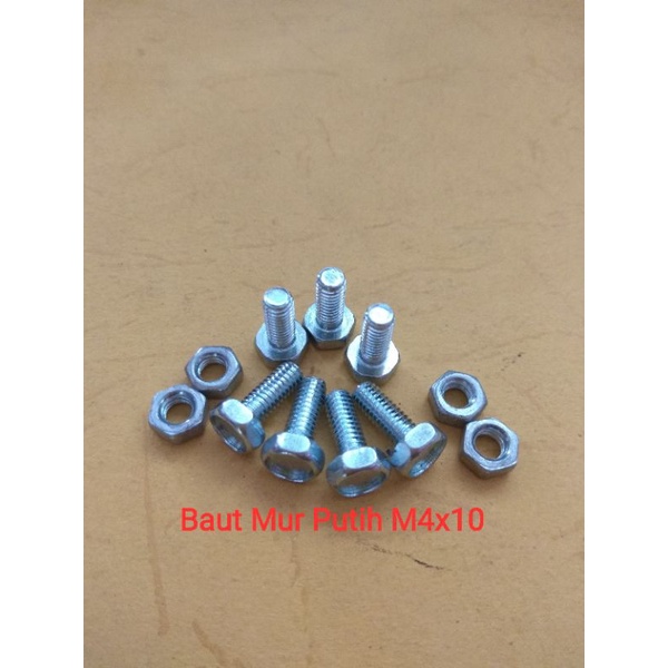 Jual Baut Mur Putih /Baut Hexagon Putih M4x10 | Shopee Indonesia