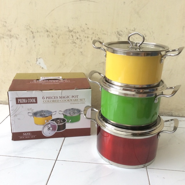 Jual Panci masak warna susun 3 - Cookware PrimaCook 6 Pieces Magic Pot ...