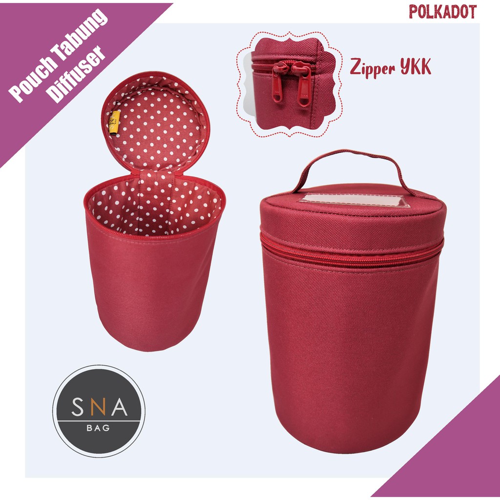 Jual Tas Tabung Diffuser Essential Oil Polkadot Warna Maroon SNA BAG ...