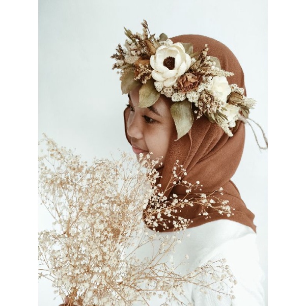 Jual Flower Crown - mahkota bunga kering- dried head bend | Shopee ...