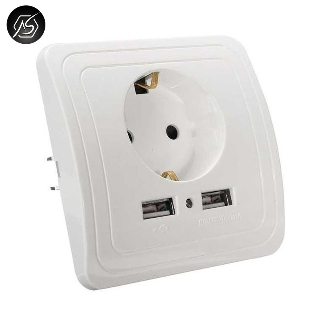Jual Anto Shop - Taffware Stop Kontak Dinding EU Plug dengan 2 USB Port - SCN2 | Shopee Indonesia