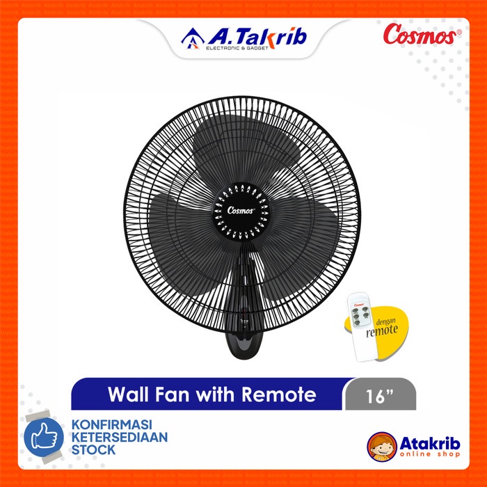 Jual COSMOS WALL FAN 16 WFGR BLACK + REMOTE | Shopee Indonesia