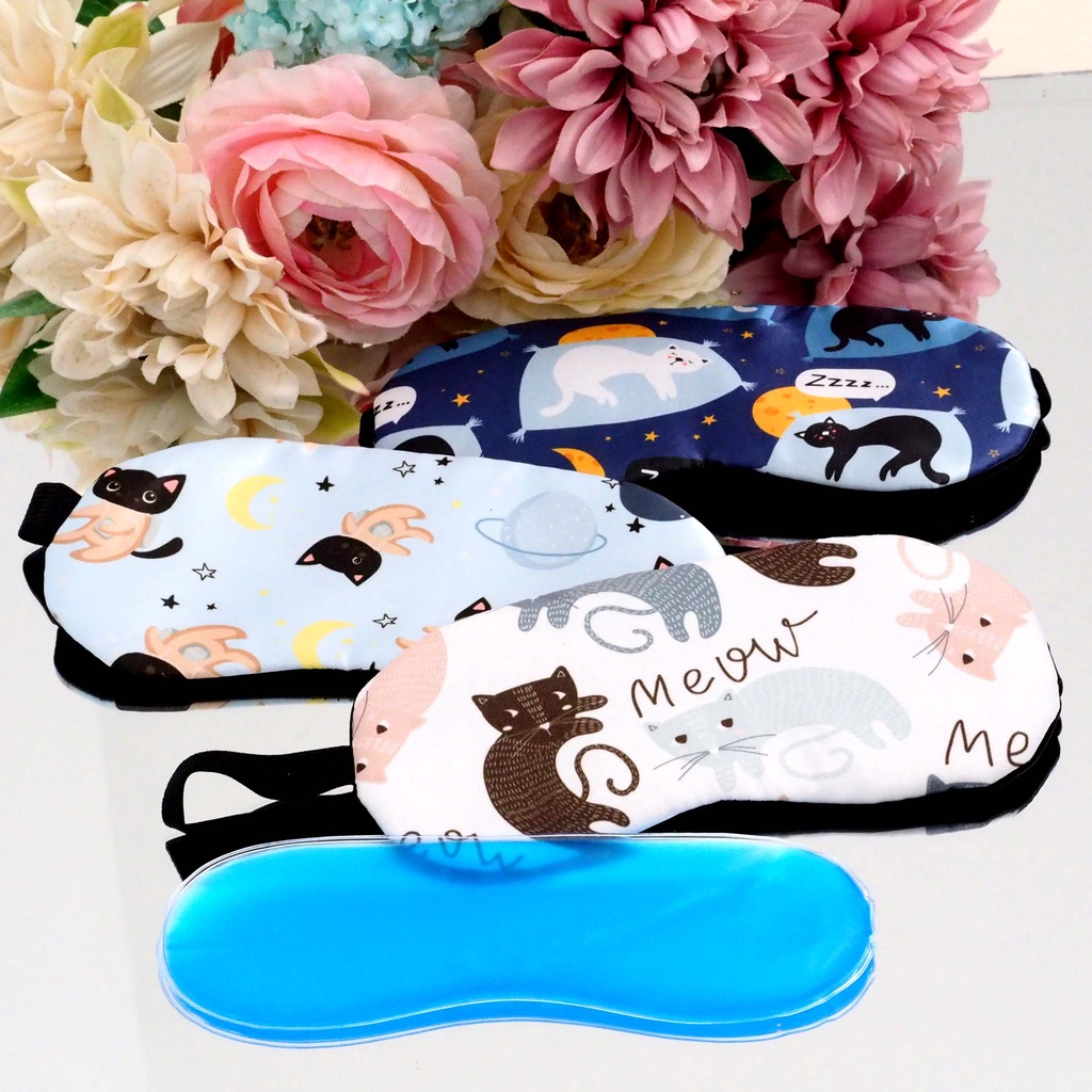 Jual Penutup Mata Tidur ISI GEL PENDINGIN Karakter Kucing Sleeping Eye ...