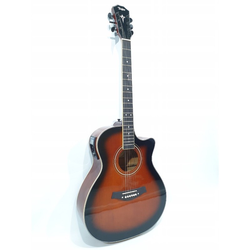 Jual Gitar Akustik Elektrik Merk Taylor Sunburst Natural Jumbo Equalizer Tuner LC-PRENER String ...