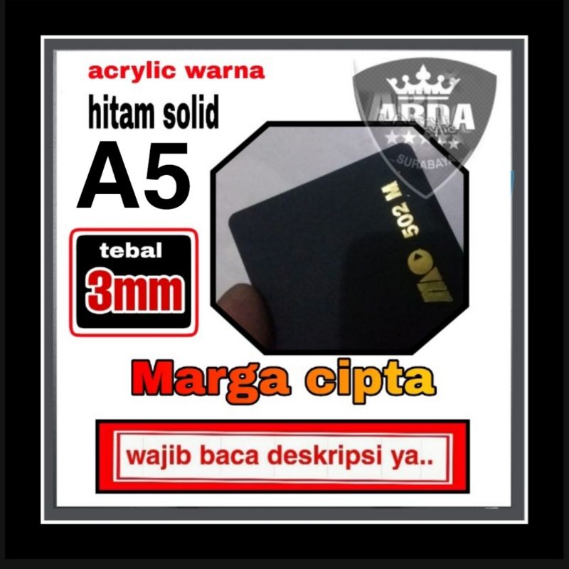 Jual Akrilik hitam solid 3mm A5/Acrylic sheet/Akrilik lembaran A5 marga ...