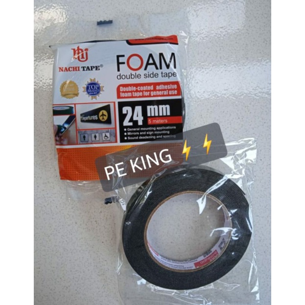 Jual Isolasi Double Tape Foam Nachi 12mm 24mm x 5 mtr Hijau Double Sided Foam Selotip Solasi ...