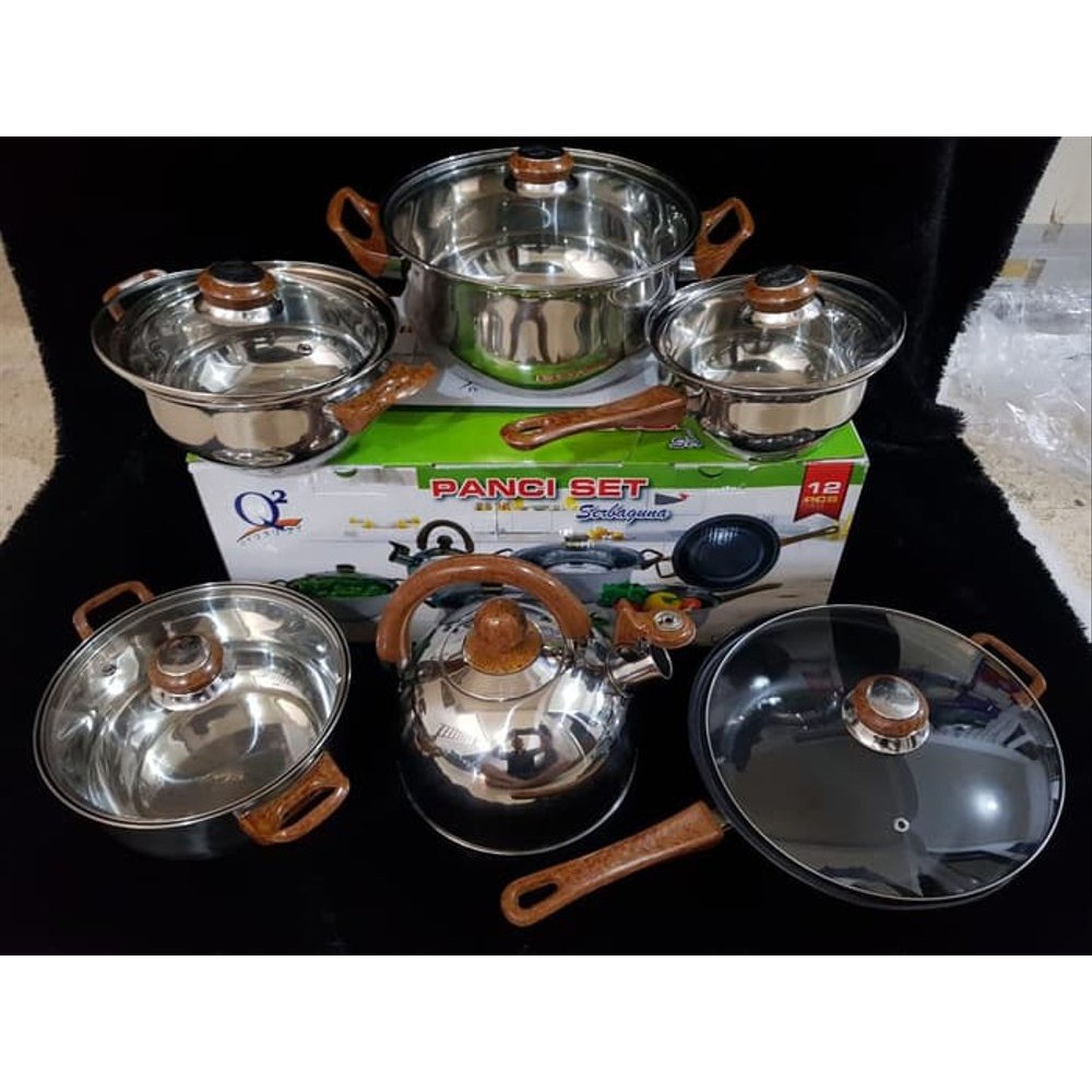 Jual Cookware set 12 pcs Q2 Type 8212 atau panci set serbaguna Q2 typ ...
