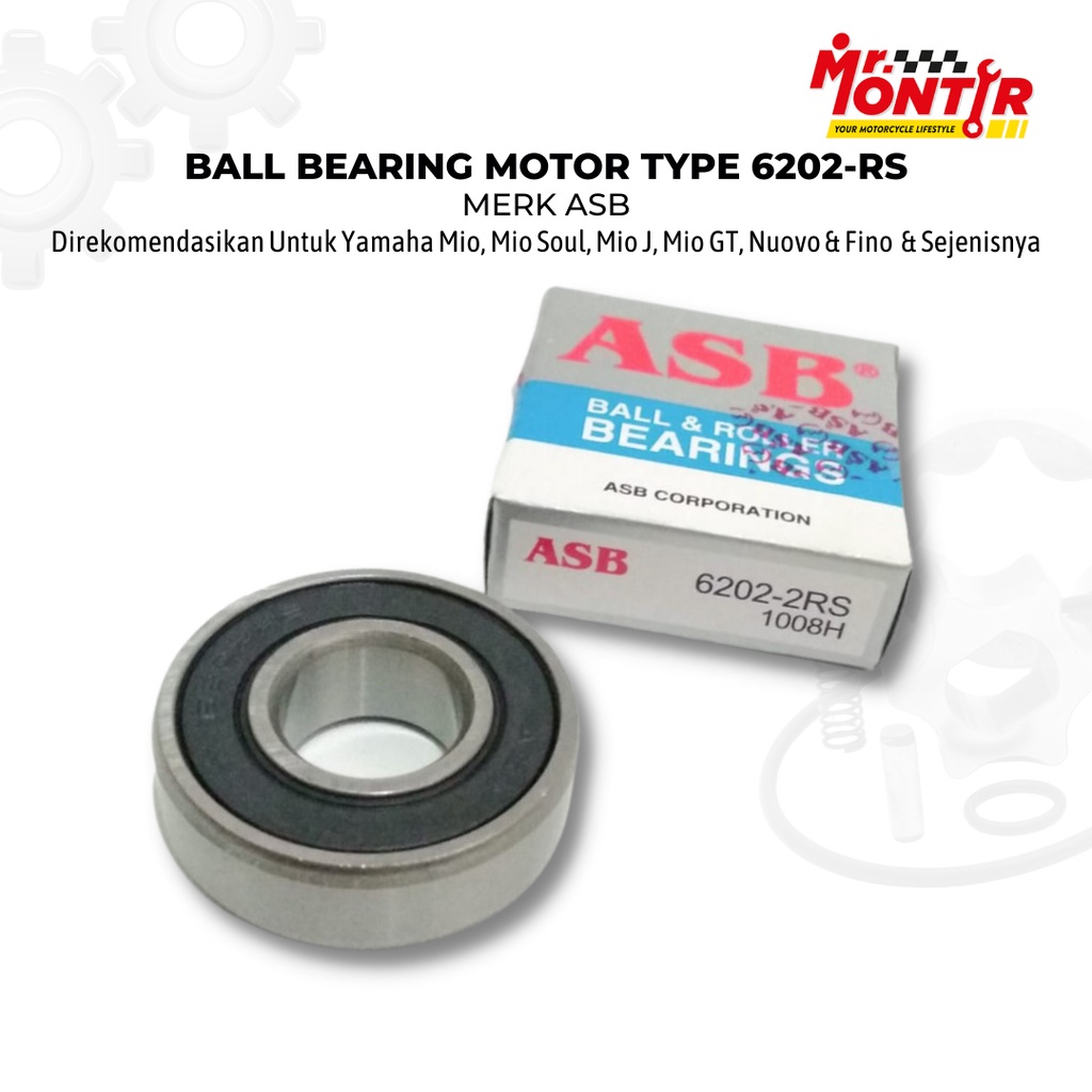 Jual BALL BEARING MERK ASB 6202-RS KLAKER LAHER POROS RODA MOTOR MATIC ...