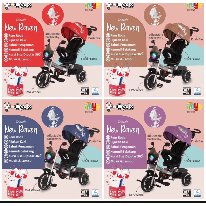 Jual SEPEDA STROLLER ANAK RODA TIGA CANOPY MODEL MOTOR | Shopee Indonesia