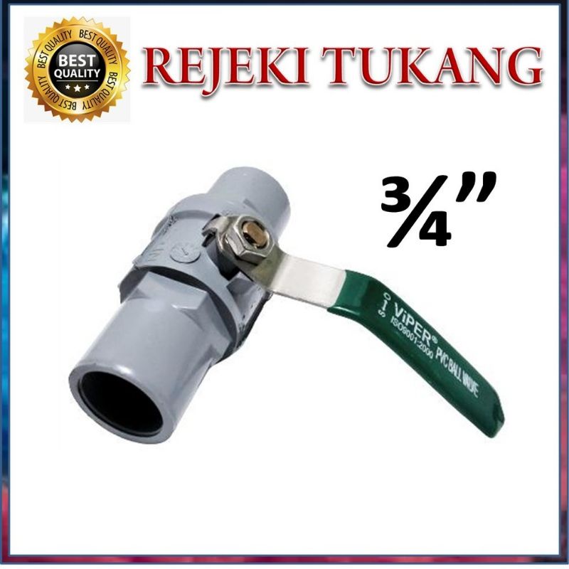 Jual Stop kran Ball Valve PVC plastik gagang besi stainless 3/4 inch VIPER dan OLIQ | Shopee ...