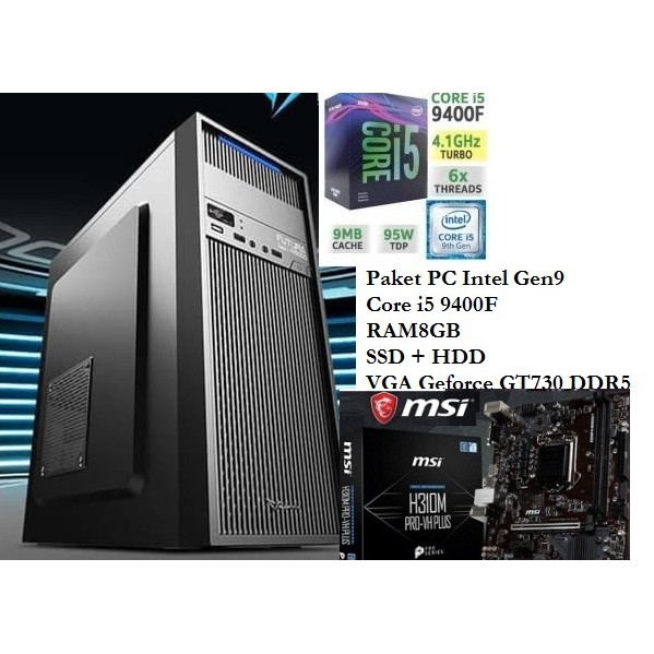 Jual Paket PC Intel Gen9 Core i5 9400F RAM 8GB SSD HDD VGA Geforce ...