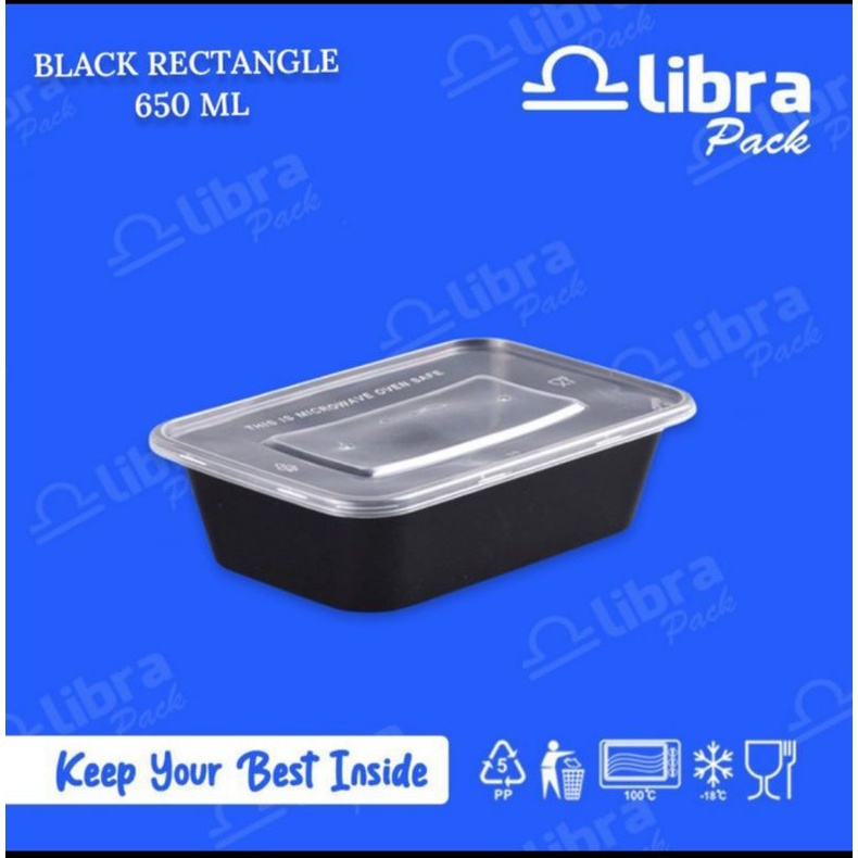 Jual Thinwall Black Rectangle 650ml Kotak Makan Persegi Panjang