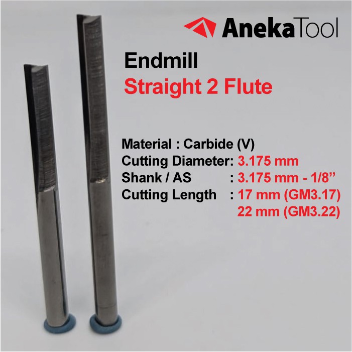 Jual AT ENDMILL 3.175mm 2F STRAIGHT V Wood MDF CNC Carbide Router Bits ...