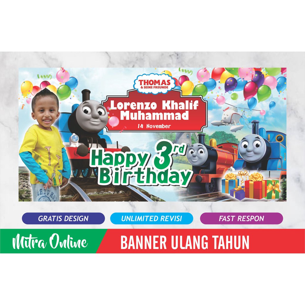 Jual Spanduk Ultah / Banner Ulang Tahun Tema Thomas and friend kartun ...