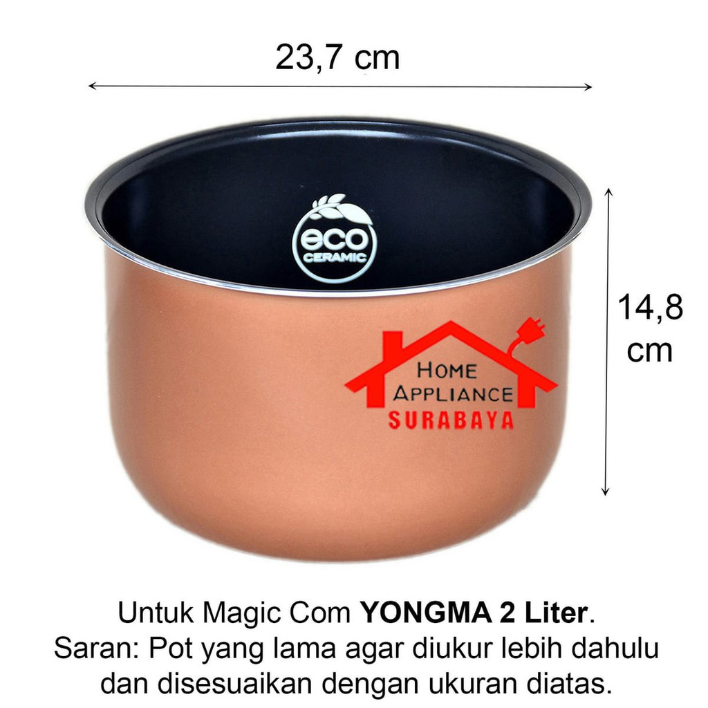 Jual Panci Inner Pot Magic Com Yong Ma 2 Liter Non Wing Original Eco ...
