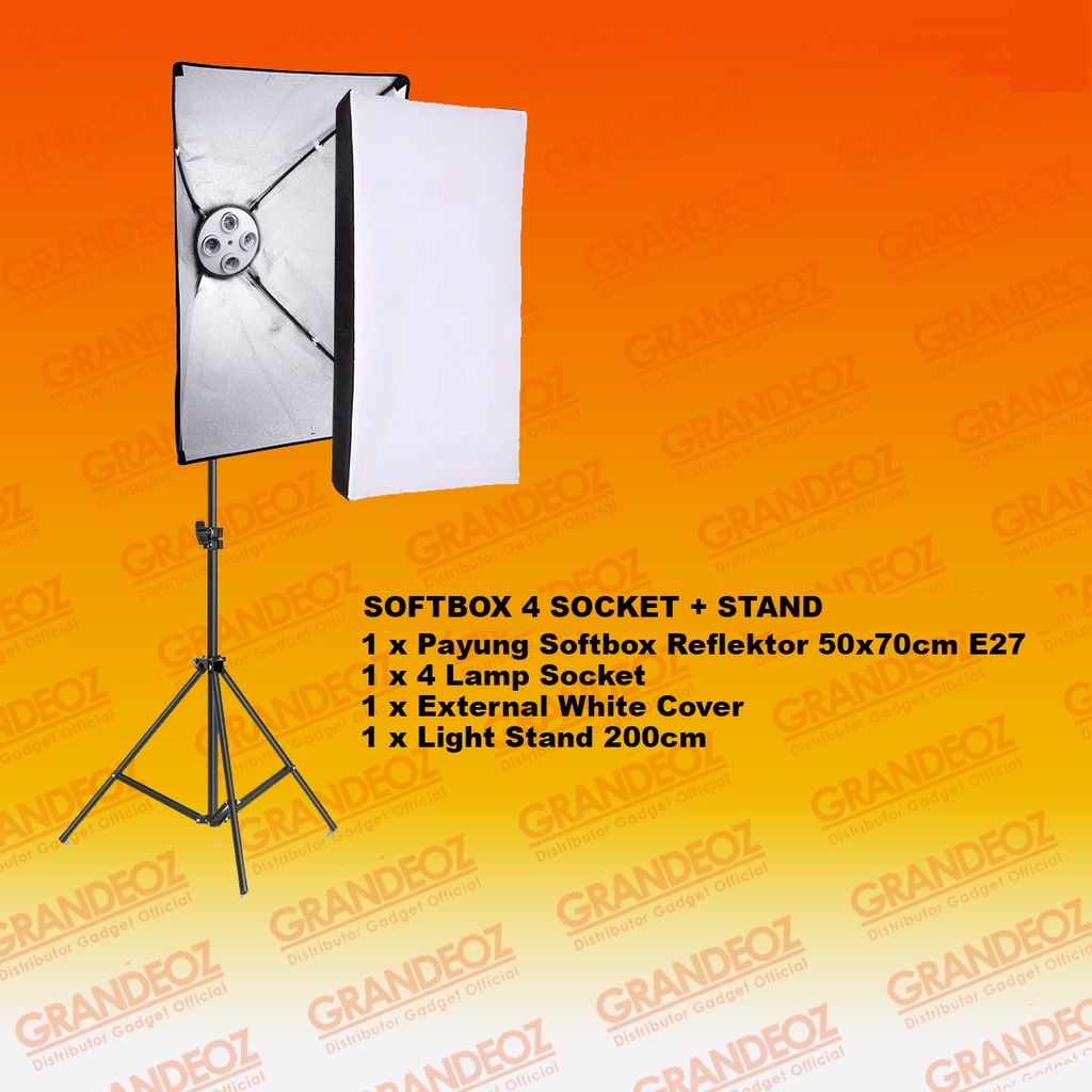 Jual 2 SET PAKET LAMPU STUDIO FOTO / VIDEO SOFT BOX E27 50x70cm 1 - 4 ...