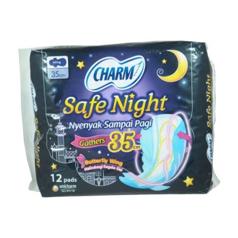 Jual Charm Pembalut Safe Night 12’s Wing Pck 35cm | Shopee Indonesia