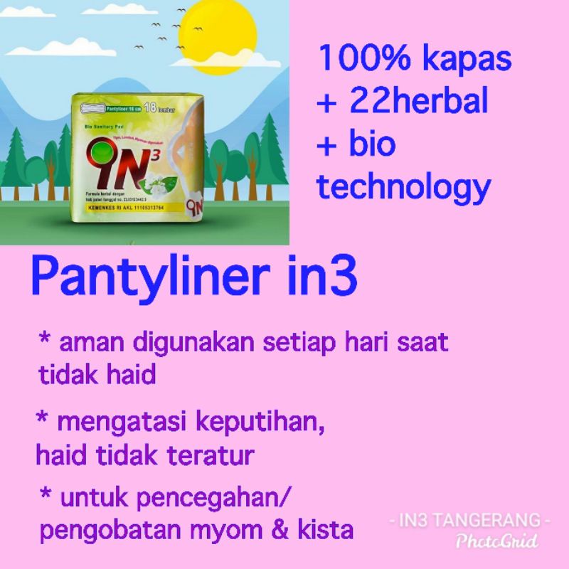 Jual PANTYLINER IN3 BIO SANITARY PAD | Shopee Indonesia