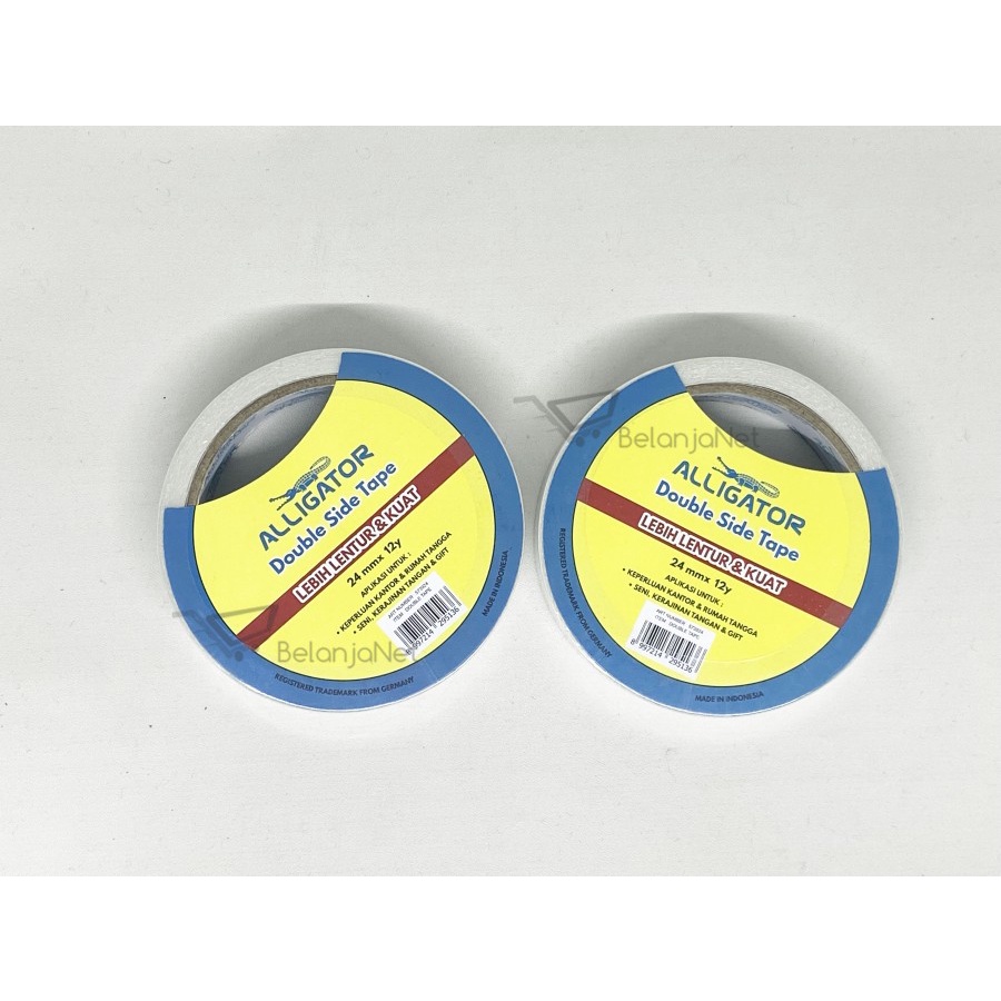 Jual Double Tape Alligator | Isolasi Bolak Balik 24 mm x 12 yard (1 ...