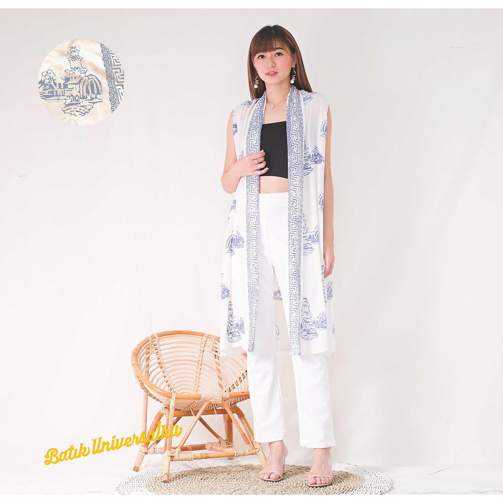 Jual BATIK UNIVERSALKU - Outer Batik Vest Rompi. Long Vest Tunik Batik ...