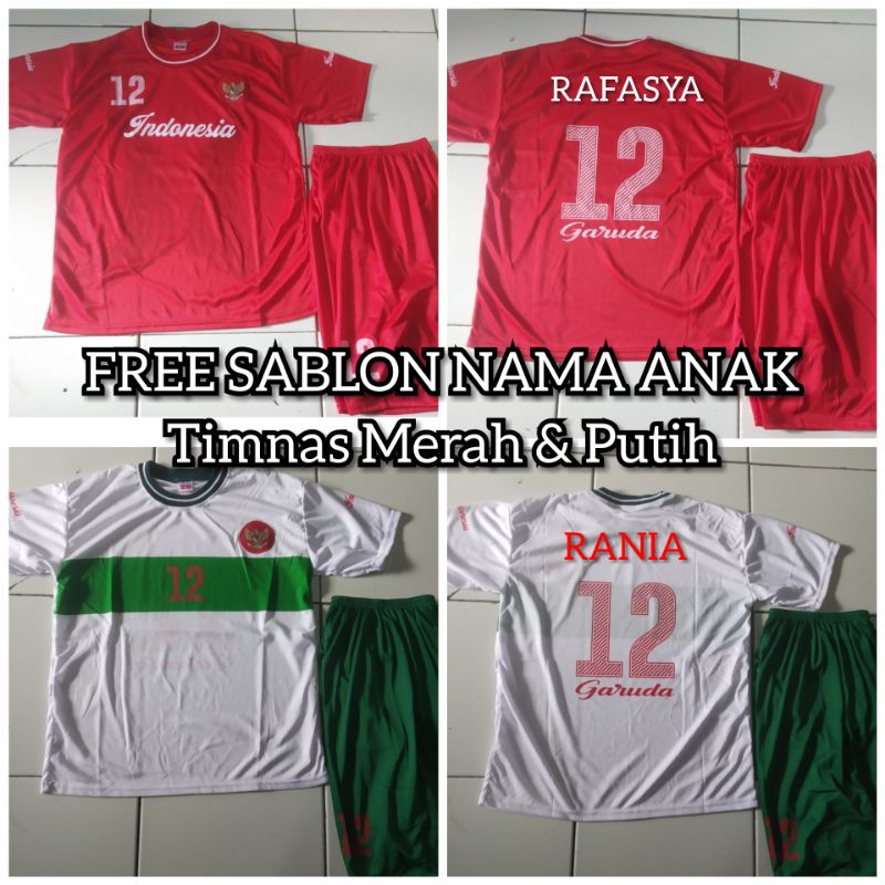 Jual Jersey baju kaos setelan bola timnas anak anak kids bonus sablon nama anak | Shopee Indonesia