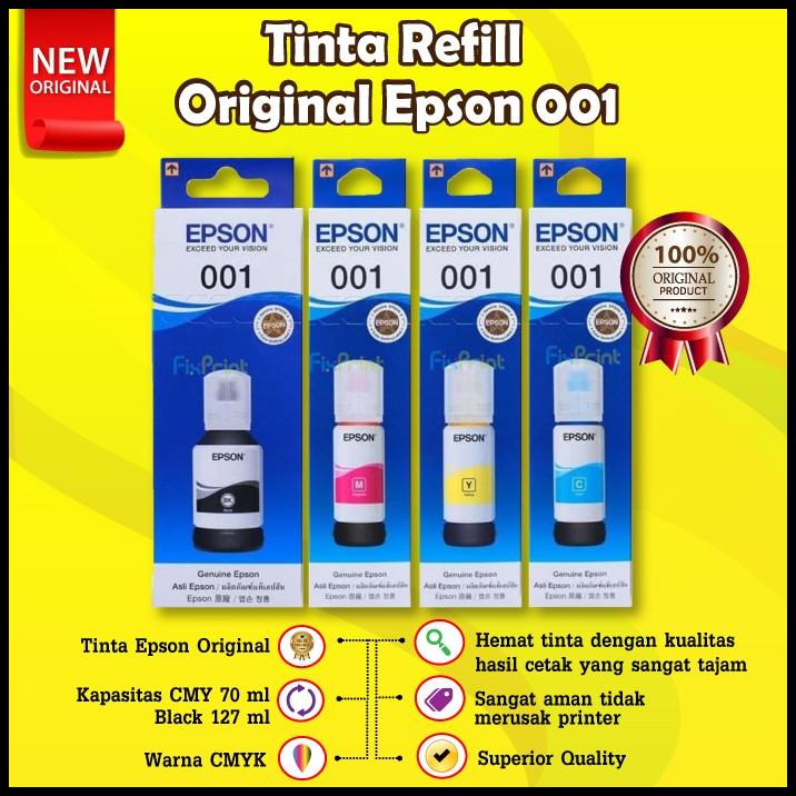 Jual Epson Ink 001 Black Cyan Magenta Yellow Tinta Original L4150 L6170 ...