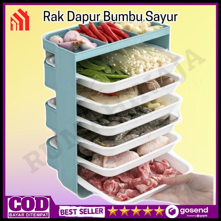 Jual Rak Laci Tempat Bumbu Dapur Sayur 6 Susun Rack Makanan Tempel ...