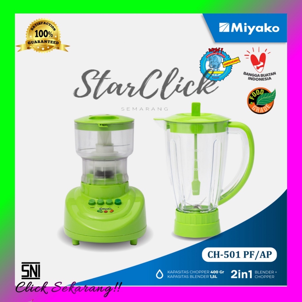 Jual MIYAKO Blender Chopper Gelas Plastik CH-501 PF AP / CH 501 PF AP ...