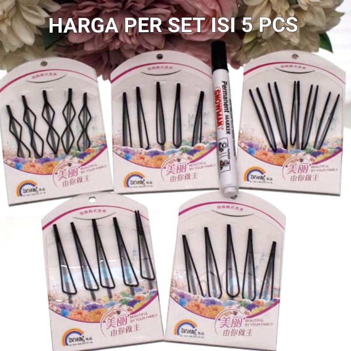 Jual Jepit Rambut Poni SET ISI 5 Boby Pin Bentuk Simple Jepitan Bobby ...
