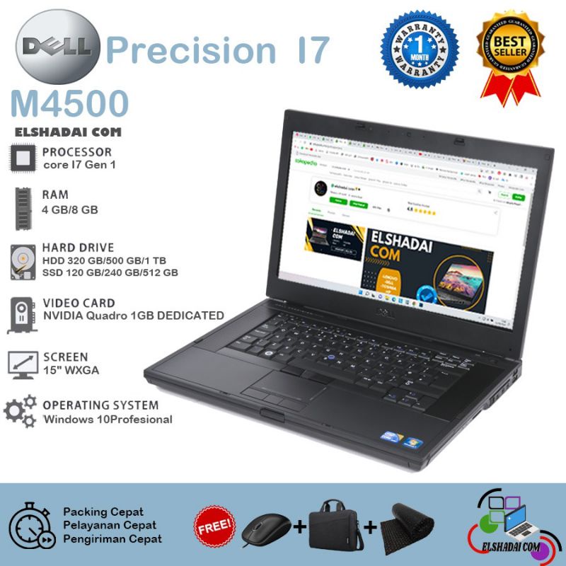 Jual Dell PRECISION M4500 core i7 nvidia 1gb 15"inch muluss dan ok ...