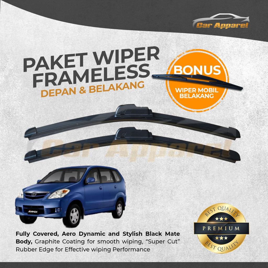 Jual Paket Wiper Avanza xenia old 2004-2010 Depan Belakang Frameless 3 Pcs | Shopee Indonesia