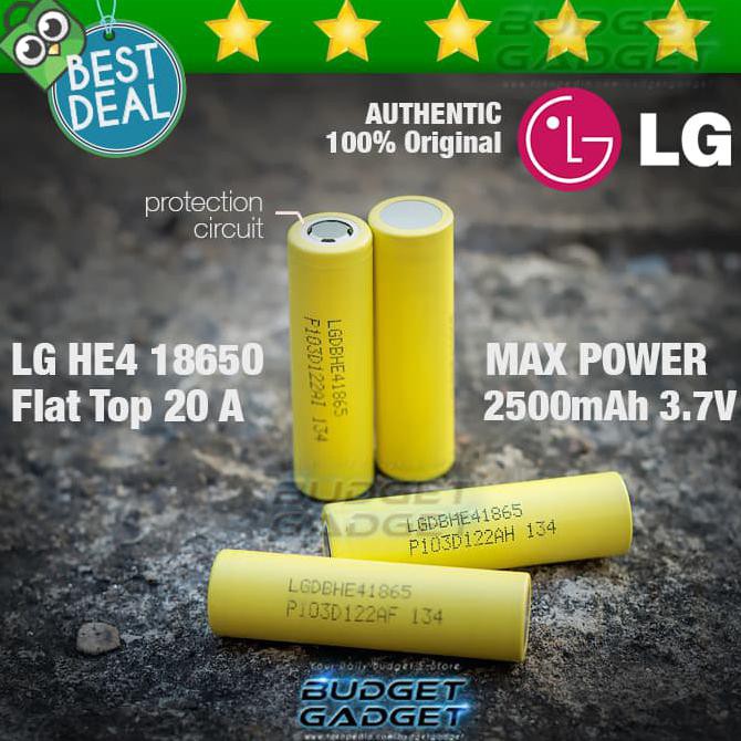 Jual LG HE4 Original 18650 Li-ion Battery 2500mAh 3.7V with Flat Top ...
