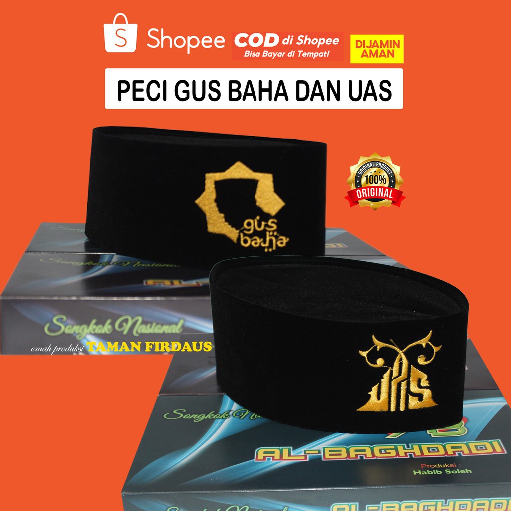 Jual Peci Uas Peci Gus Baha Peci Hitam Logo Uas Peci Hitam Logo Gus ...