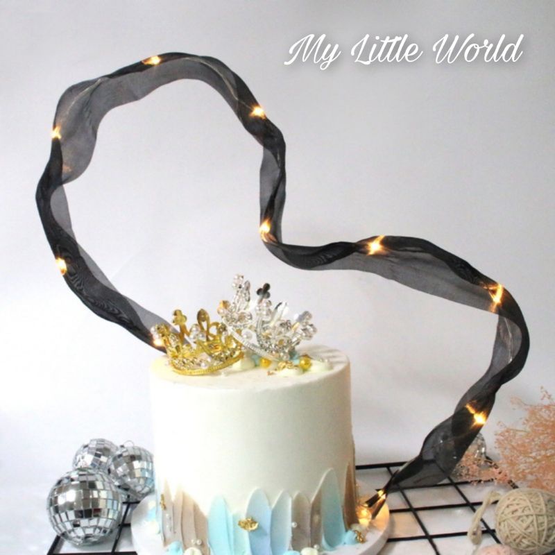 Jual Dekorasi Cake Pita Satin Lampu LED Hiasan Kue Aesthetic Estetik ...