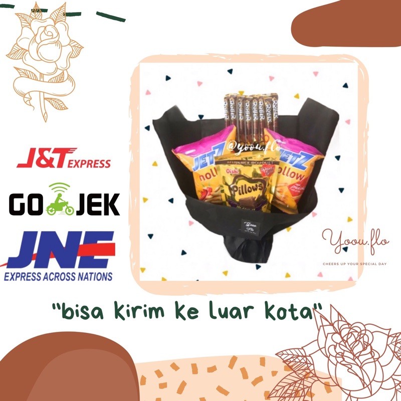 Jual [GRATIS KARTU UCAPAN]/Buket snack mini / buket hitam / buket ciki ...