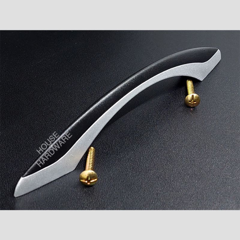 Jual HANDLE HITAM SILVER PLASTIK MODEL LENGKUNG 128 mm | Shopee Indonesia
