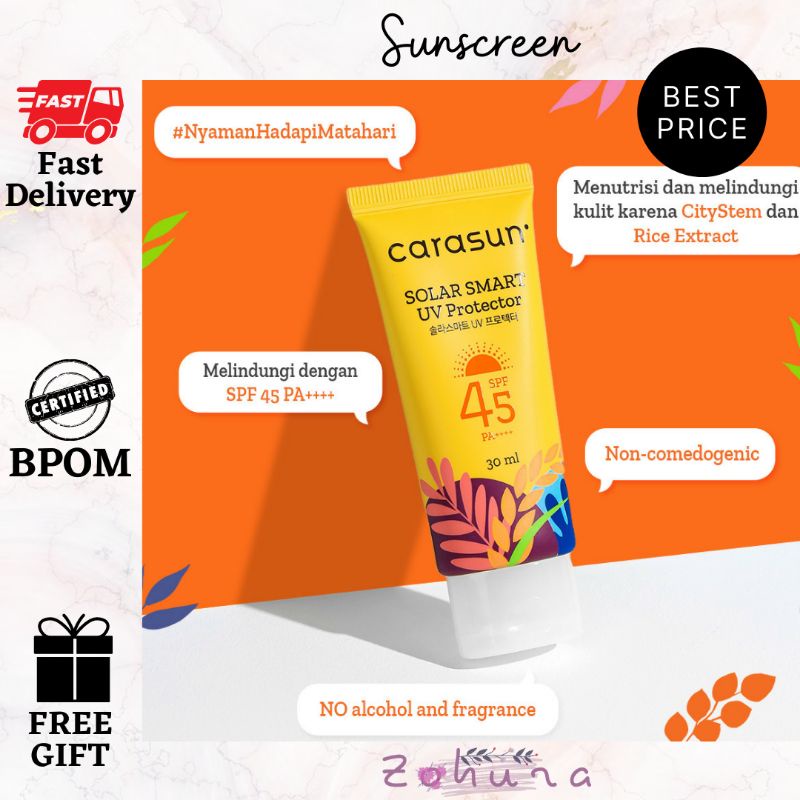 Jual CARASUN Solar Smart UV Protector SPF 45 PA++++ 30mL / 8mL (sachet) | Shopee Indonesia
