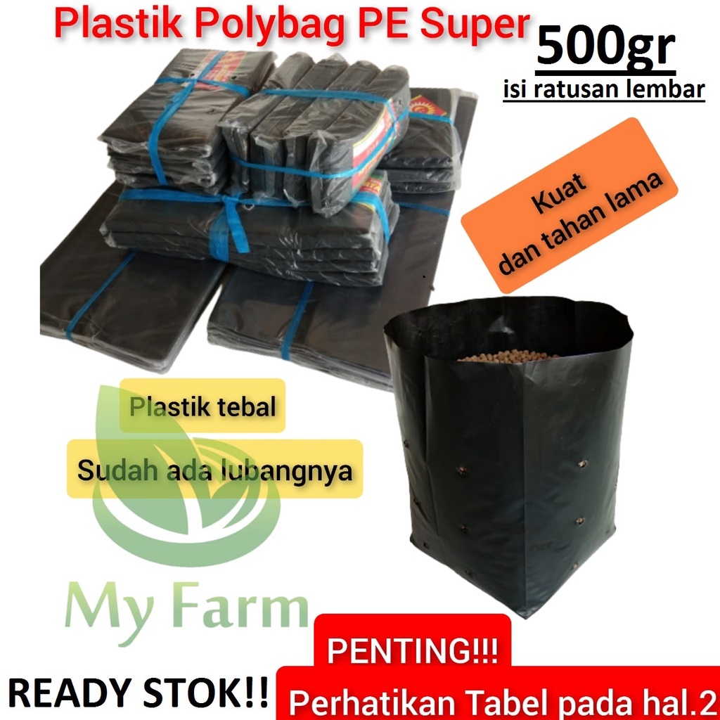 Jual Plastik Polybag 500Gr Polibeg Tanaman Berbagai Ukuran Isi Ratusan ...