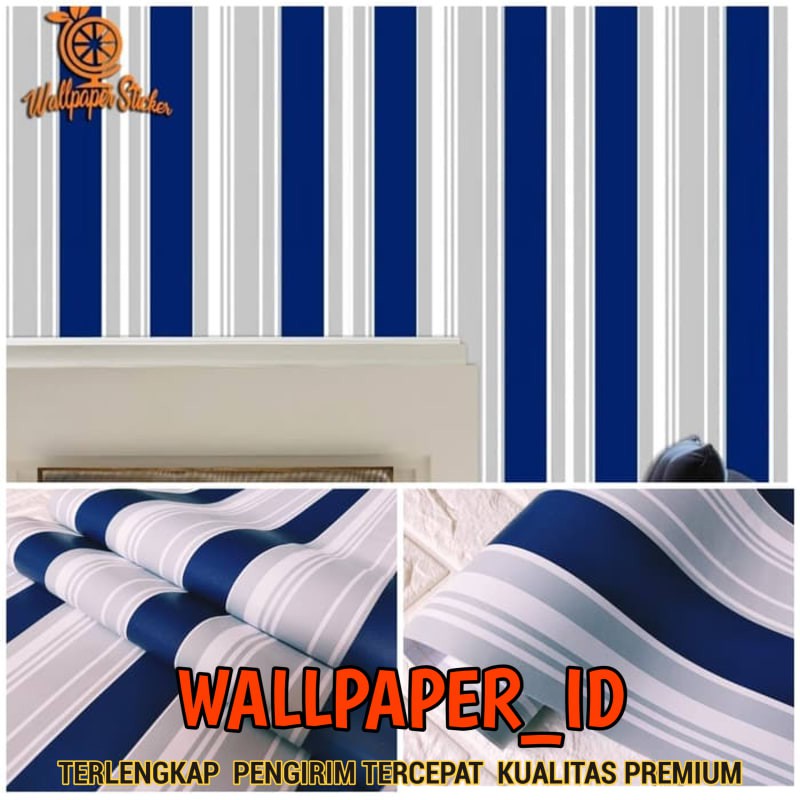 Jual Wallpaper Sticker Dinding Garis Biru Dongker Abu2 PREMIUM | Shopee ...