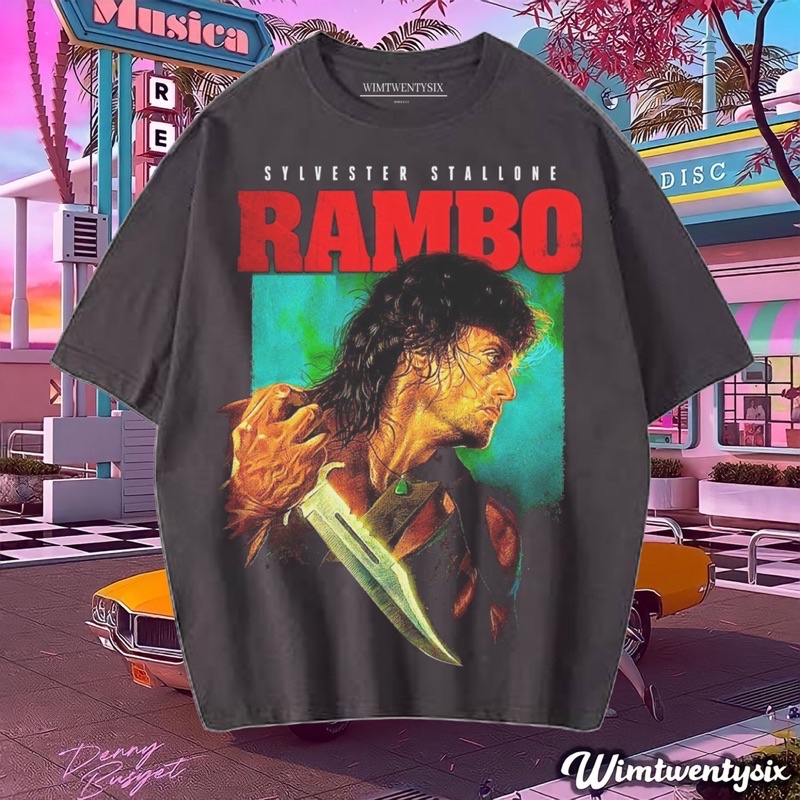 Jual KAOS RAMBO VINTAGE TEE OVERSIZE DARK GREY T SHIRT Shopee Indonesia