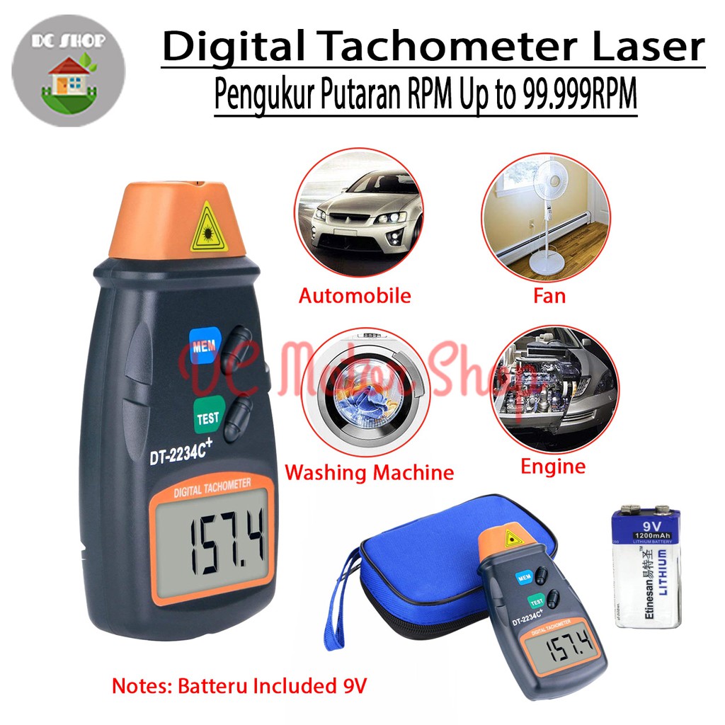 Jual LCD Digital Laser Infrared Tachometer RPM Alat Ukur Kecepatan DT ...