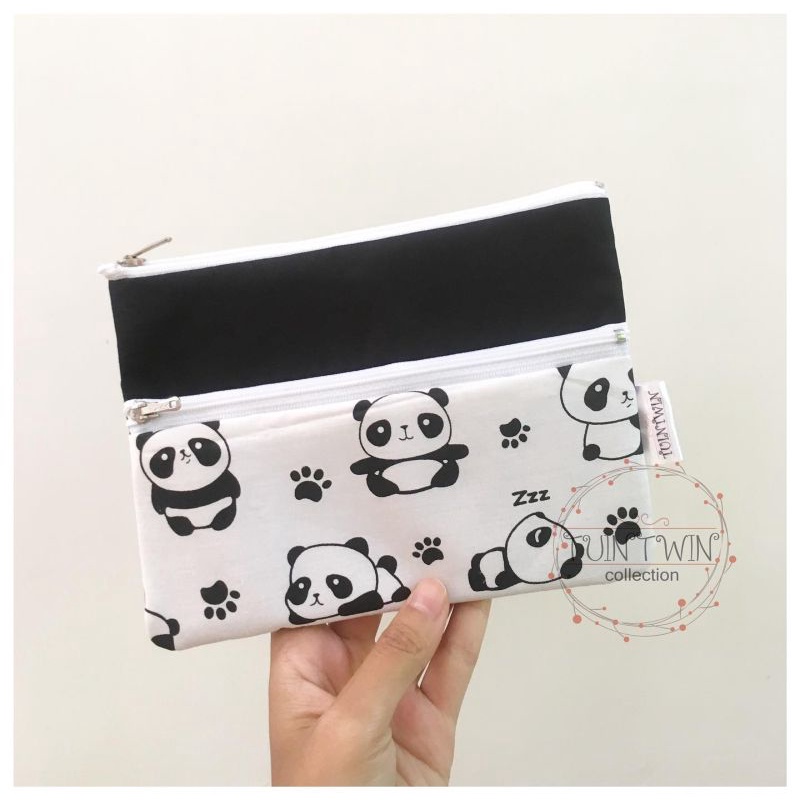 Jual Pencilcase Saku panda Tempat Pensil Pouch Resleting zipper lucu ...